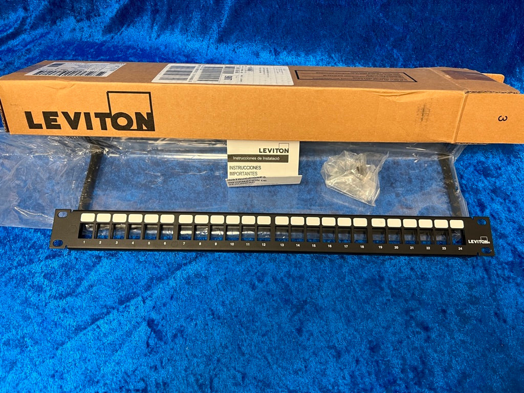 NEW! LEVITON 49255-H24 QuickPort Patch Panel 24-Port 1RU Cable Managem ...