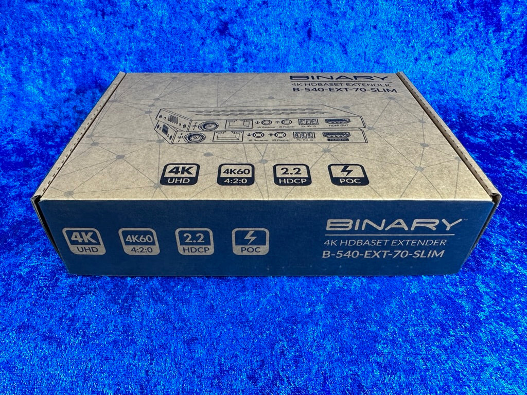 NEW! Binary B-540-EXT-70-SLIM 4K Ultra HD HDBaseT Extender IR & RS-232 ...